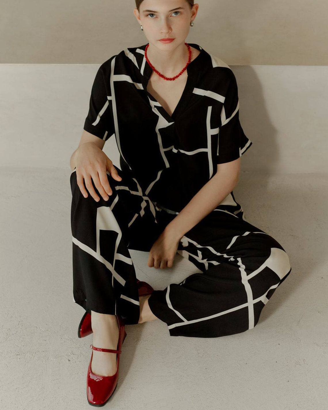 Stylish Viscose Suit Pants and Blouse Set - Etsy