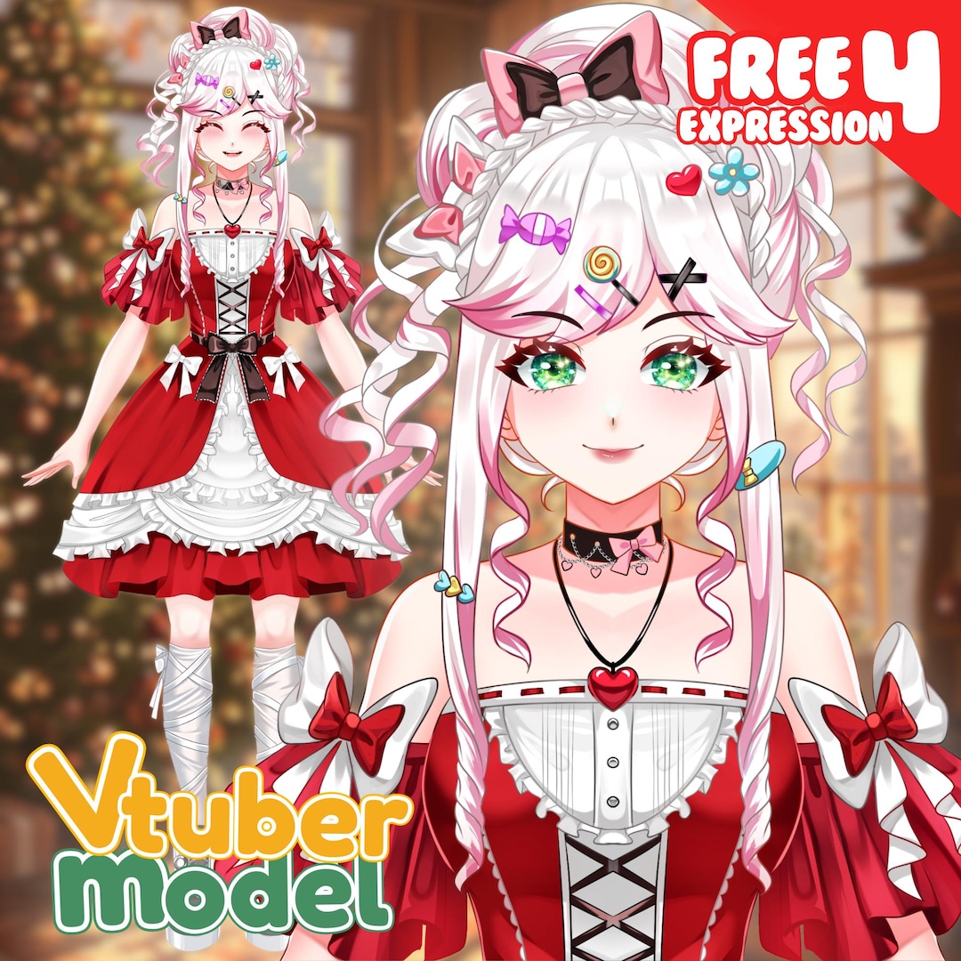 Custom Vtuber Model Wearing Christmas Dress Twitch Vtuber, Vtuber ...