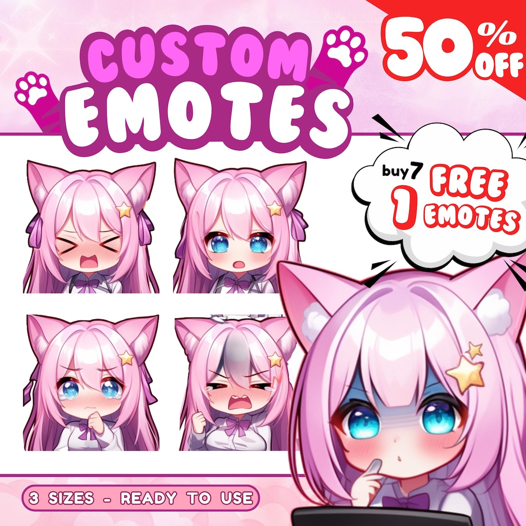 Custom Twitch Cat Emotes, Chibi Cat Emotes, Vtuber Emotes, Emotes ...
