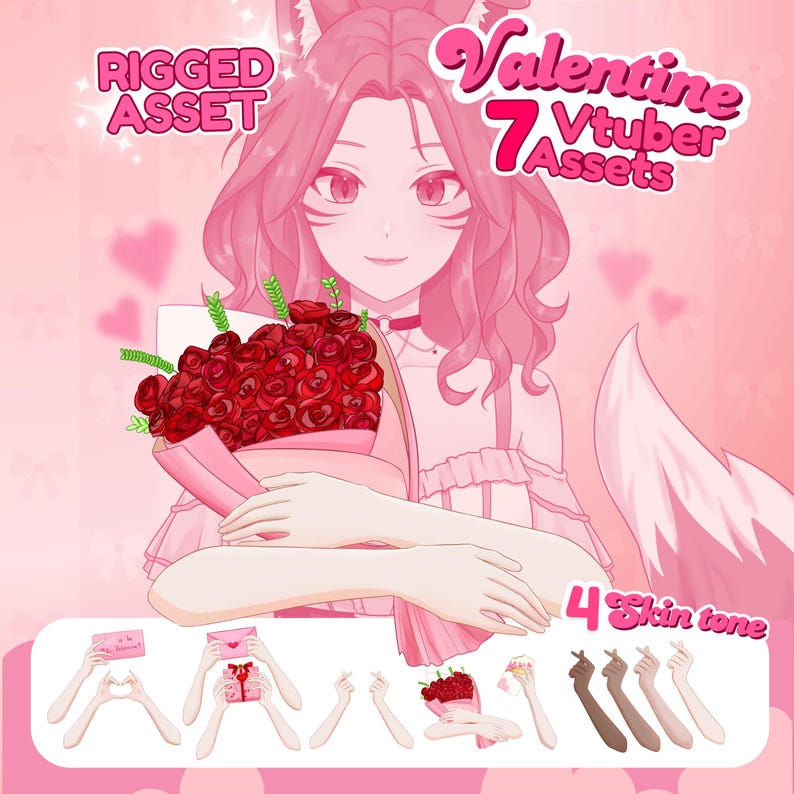Vtuber Hands Asset for Valentine - 7 Types of Heart Pose: Vtube Rigged ...