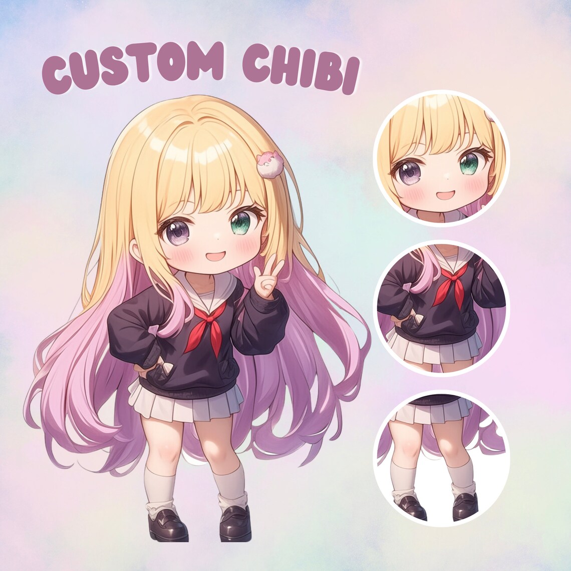 CUSTOM CHIBI Character Cute Chibi Custom Chibi Commission Chibi Icon ...