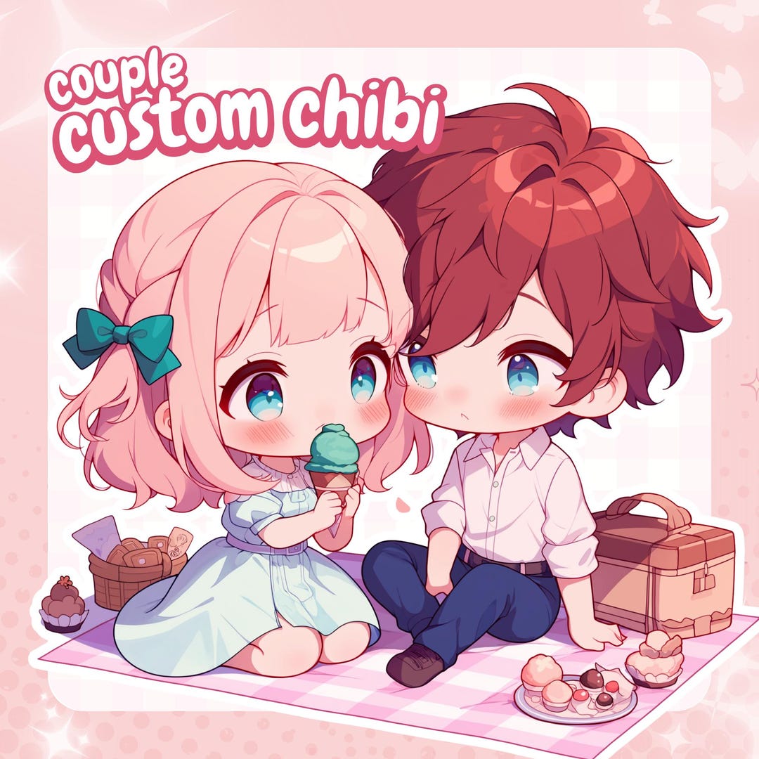Custom Chibi Valentine Romantic Couple Gift / Chibi Character / Kawaii ...