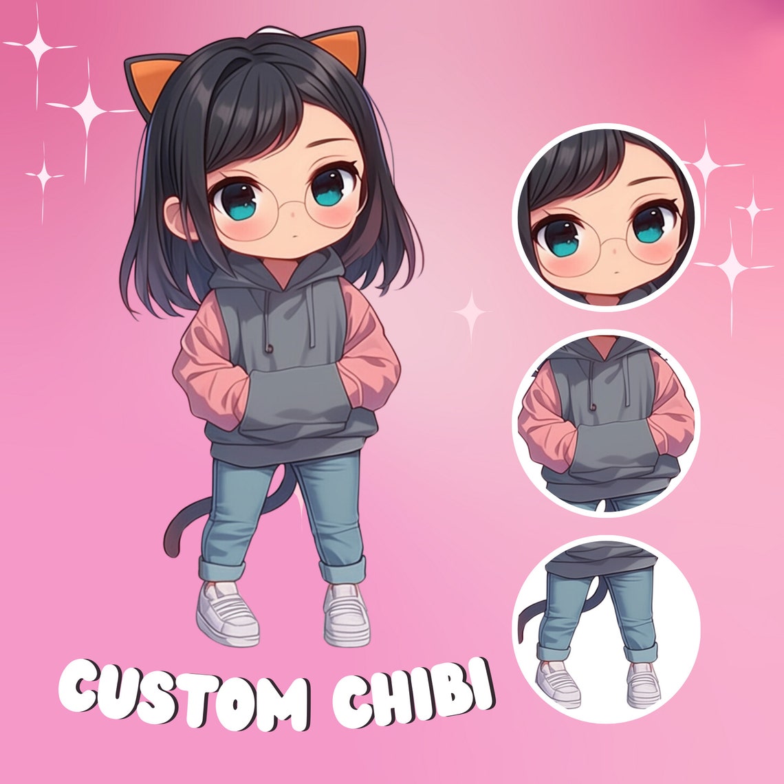 CUSTOM CHIBI Character Cute Chibi Custom Chibi Commission Chibi Icon ...