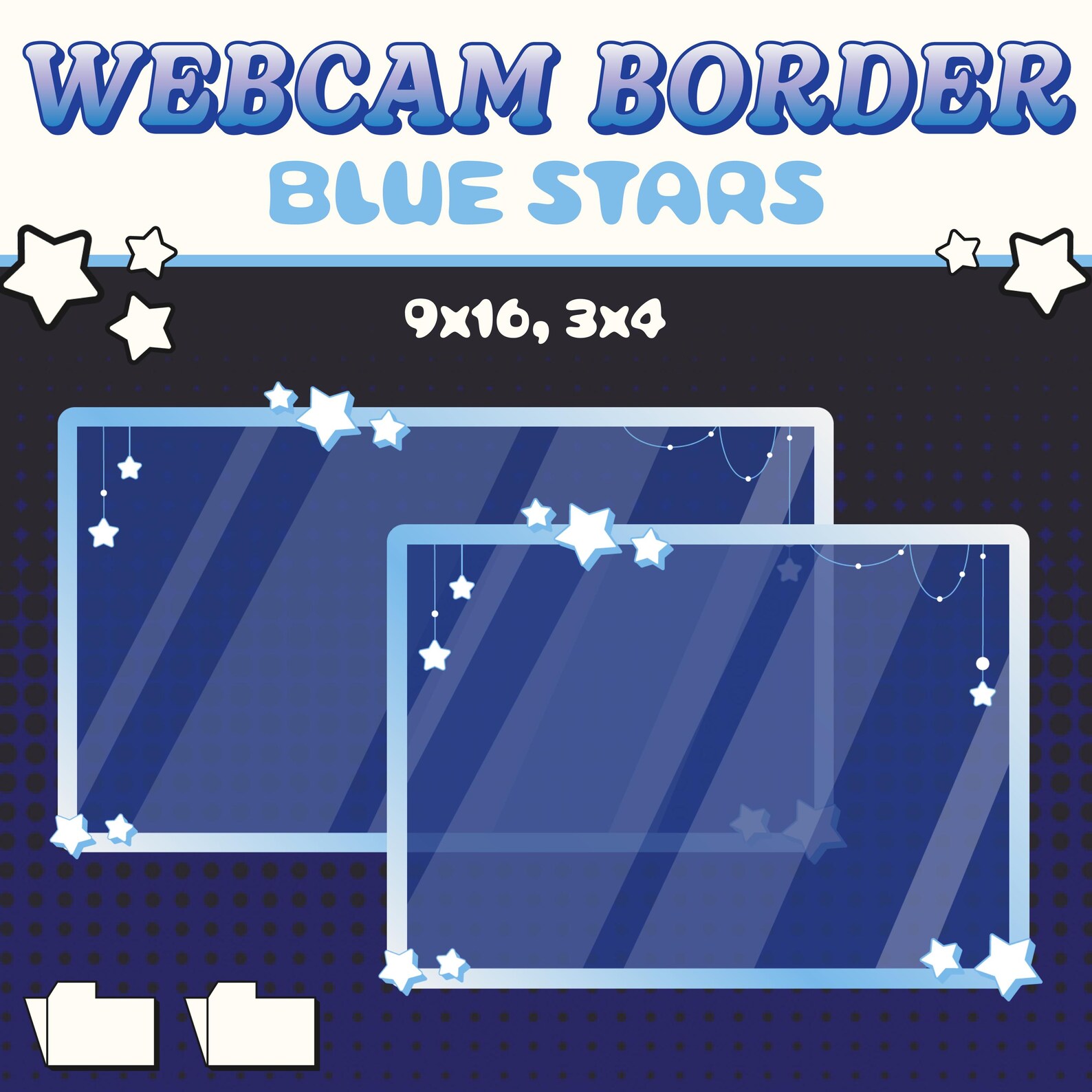 Blue Stars Webcam Border for Twitch Stream - Cute, Kawaii, Pastel ...