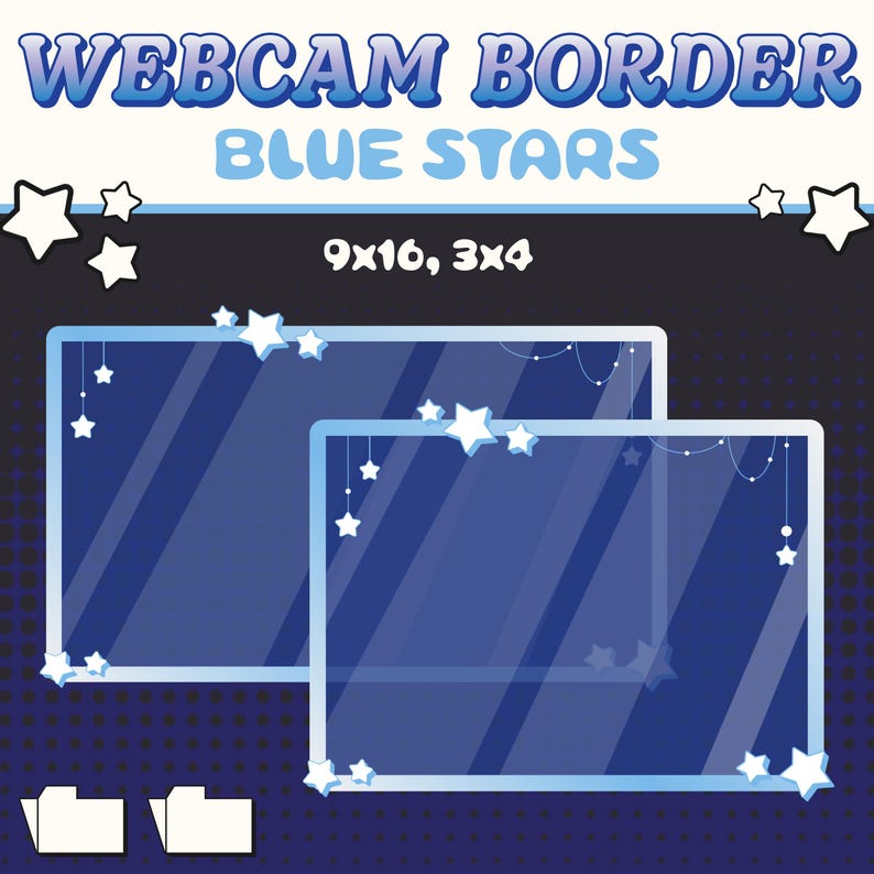 Blue Stars Webcam Border for Twitch Stream - Cute, Kawaii, Pastel ...