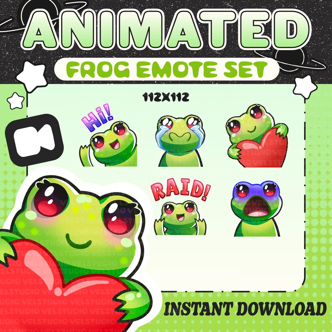 Animated Frog Emotes Set for Stream - INSTANT DOWNLOAD - Twitch, Kawaii ...