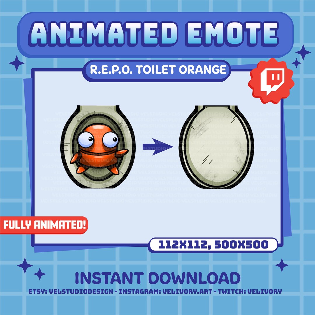 ANIMATED R.E.P.O. Toilet Emote ORANGE / Emotes Pack, Funny, GIF, Cute ...