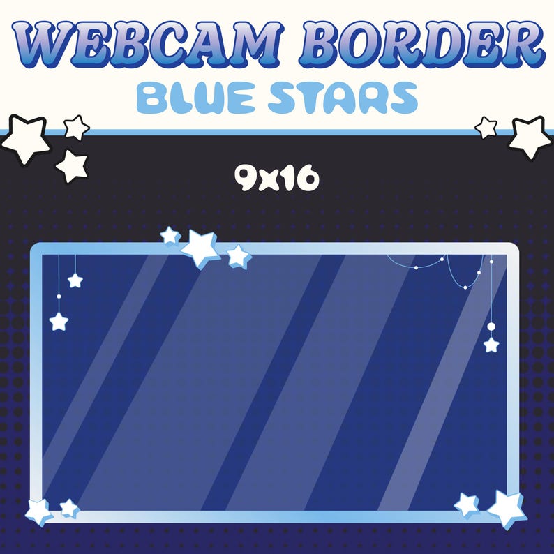 Blue Stars Webcam Border for Twitch Stream - Cute, Kawaii, Pastel ...