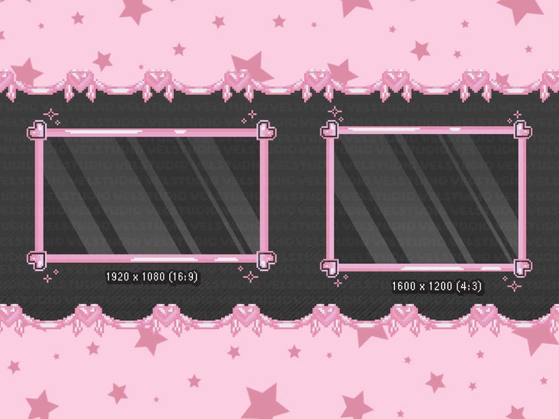 Pink Pixel Webcam Border Decoration Set for Stream - Cute, Kawaii ...