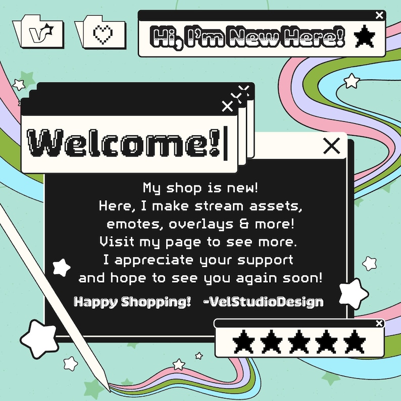 Blue Stars Webcam Border for Twitch Stream - Cute, Kawaii, Pastel ...