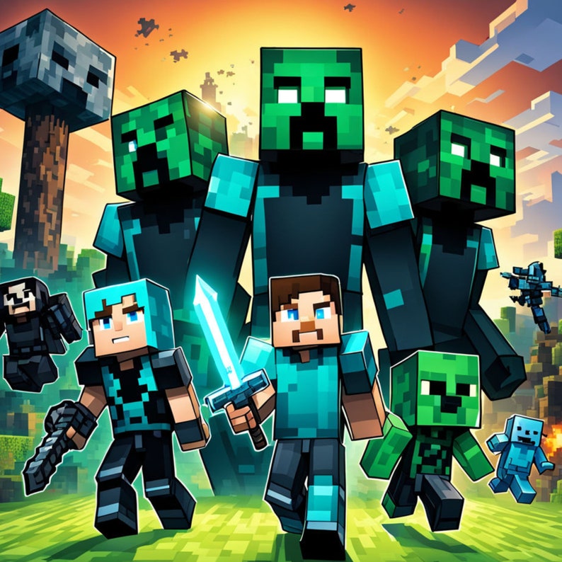 Minecraft Character PNG Files Printable Art for Gamers and Fans - Etsy ...