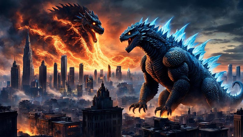 Godzilla PNG Digital Art Print - Instant Download - Etsy