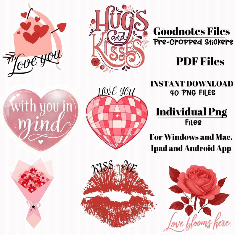 Valentine's Day Digital Stickers: Love Theme, Goodnotes Planner ...