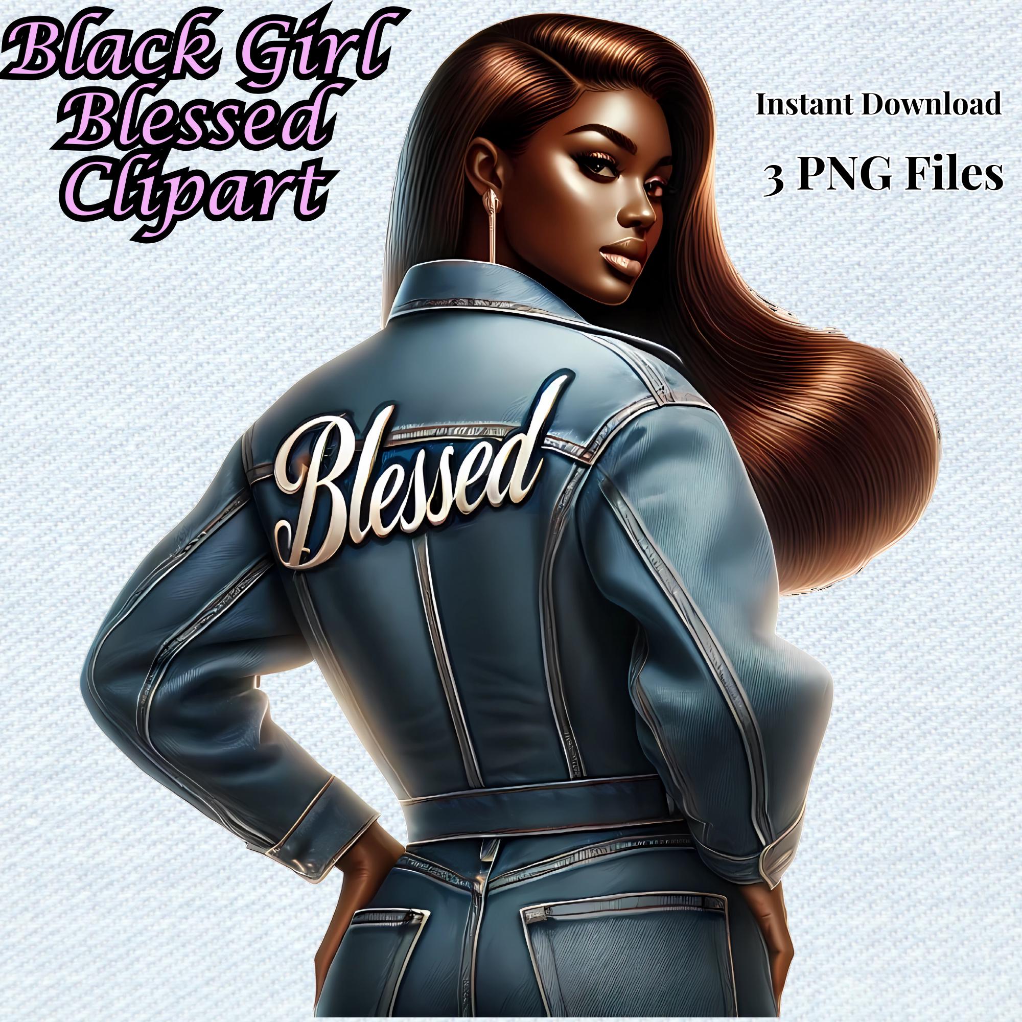 Black Girl Blessed Clipart: Denim Style PNG (digital Download) - Etsy
