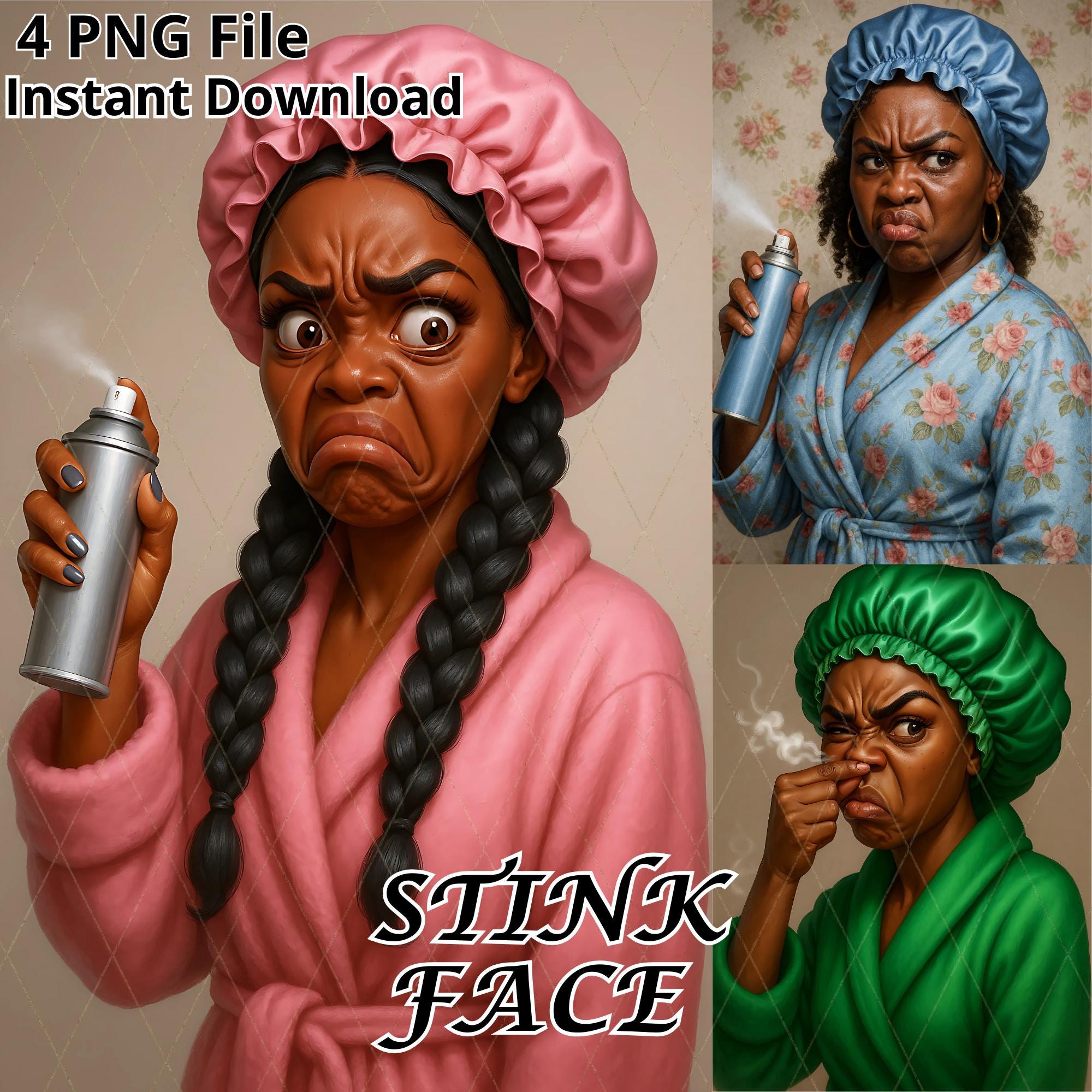 Funny Black Girl Bathroom Clipart: Stink Face PNG Bundle (digital ...