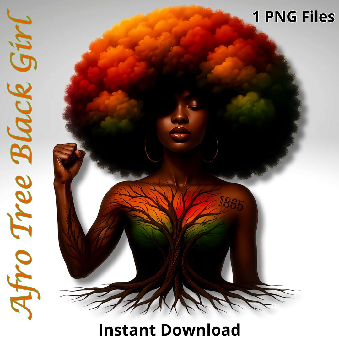 Afro Tree Woman PNG: Black Queen Clipart, Melanin Roots Art (digital Download) - Etsy