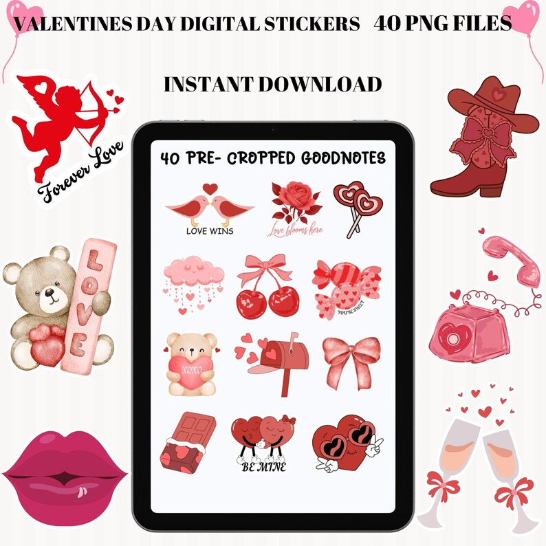 Valentine's Day Digital Stickers: Love Theme, Goodnotes Planner ...