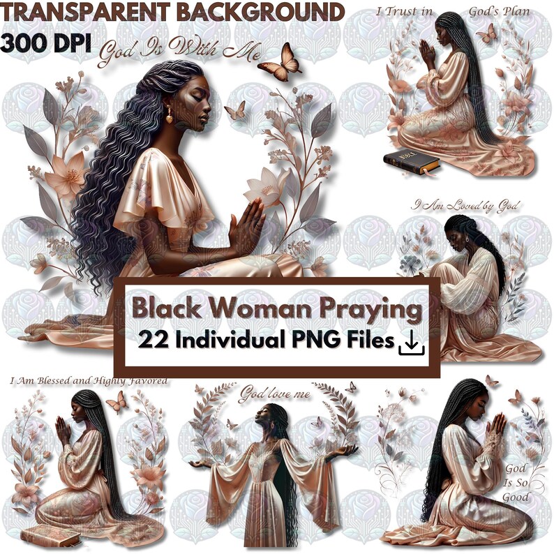 Black Girl Praying Clipart | Black Girl Praying Hands PNG, Black Woman Clipart Christian Clipart ...