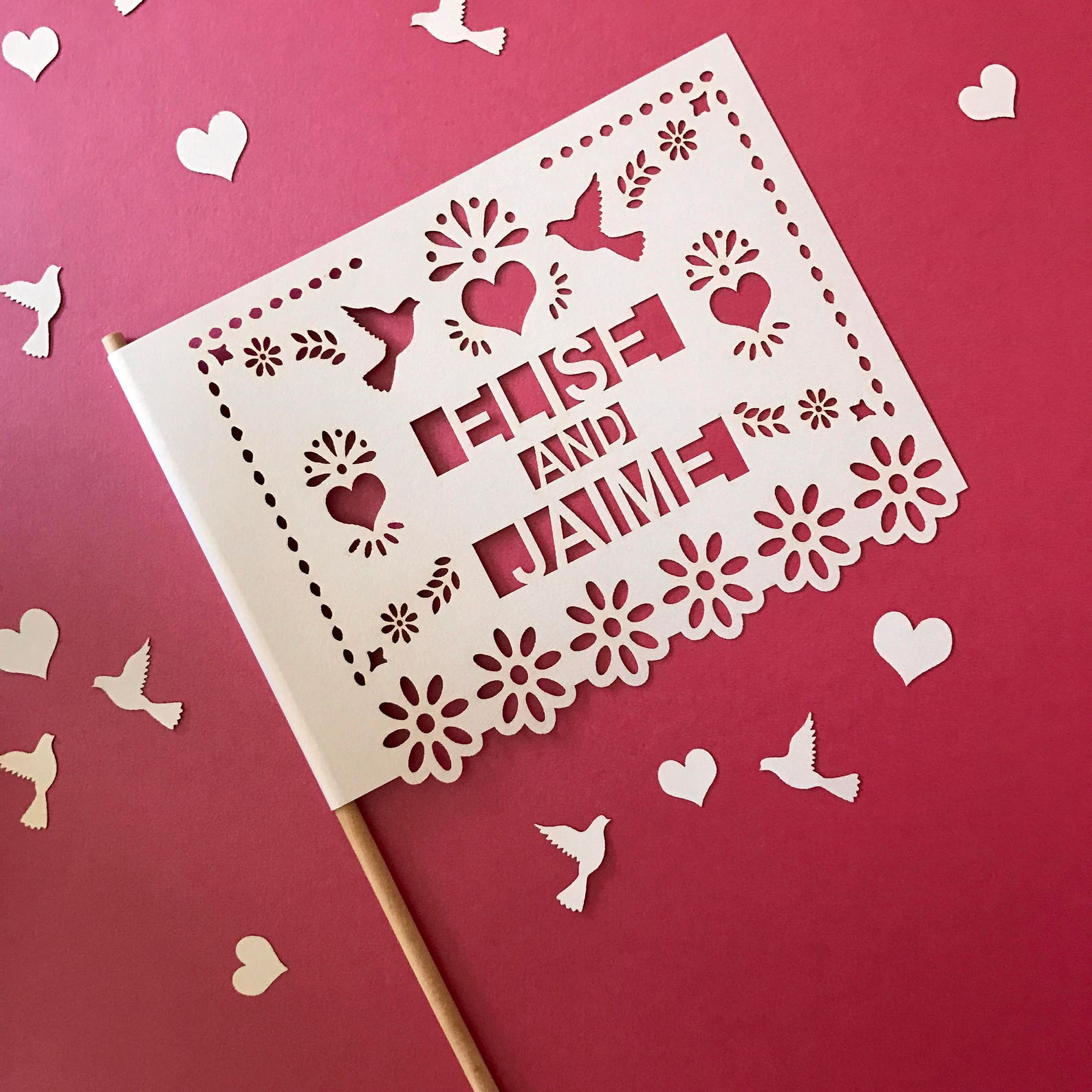 Wedding Flags Banderitas 5x7 Centerpieces Papel Picado Mini | Etsy