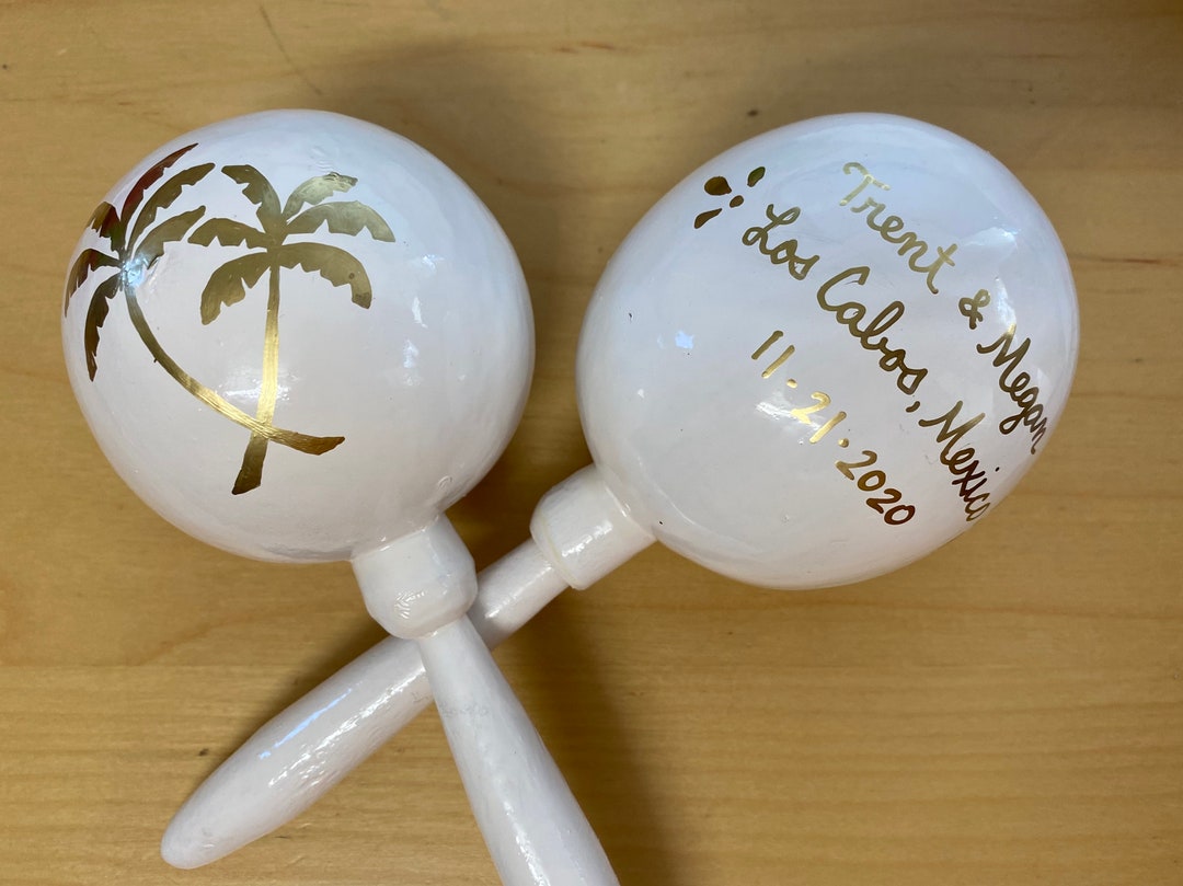 Maracas Palm Tree Wedding 50 Pieces Personalized Two Palm Trees Hand ...