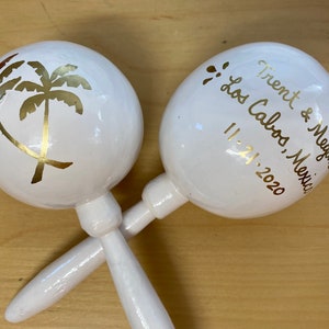 Maracas Palm Tree Wedding 50 Pieces Personalized Two Palm Trees Hand ...