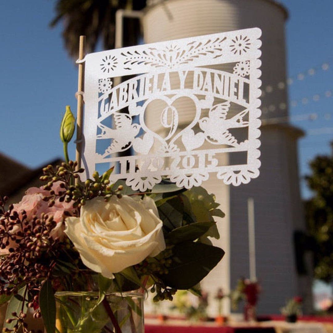 Wedding Personalized Table Number Flags Flags Papel Picado Fiesta With ...