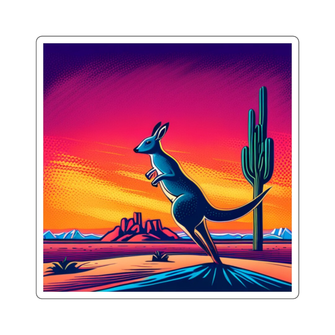Retro Kangaroo Sticker Australia Themed Sticker Kangaroo Sticker - Etsy