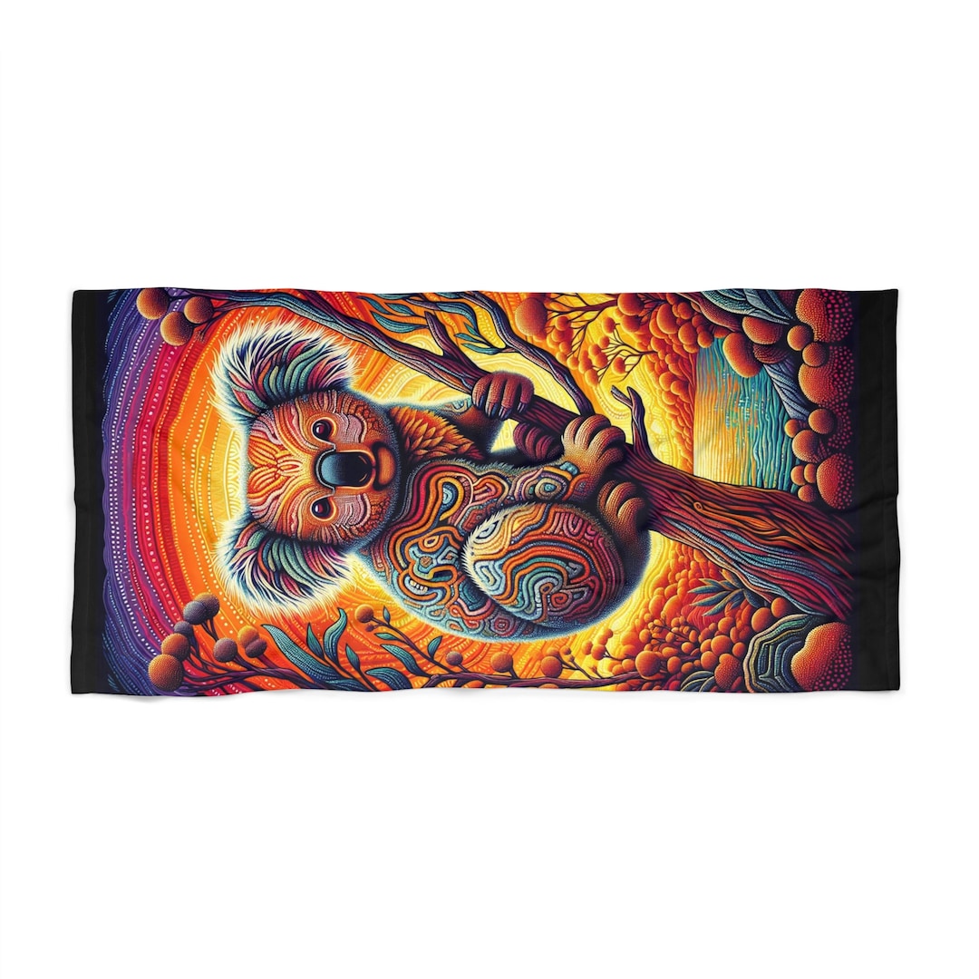 Psychedelic Aboriginal Koala Beach Towel - Etsy