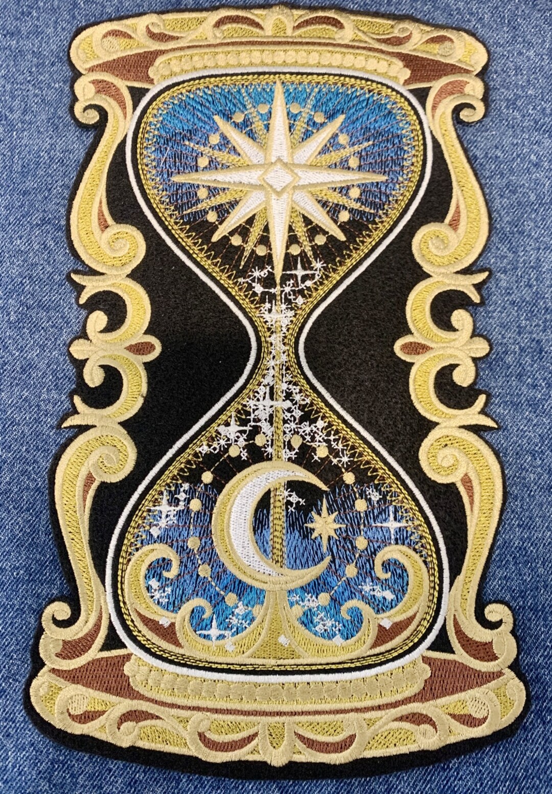 Celestial Hourglass -detailed Machine Embroidered Iron on or Sew on ...