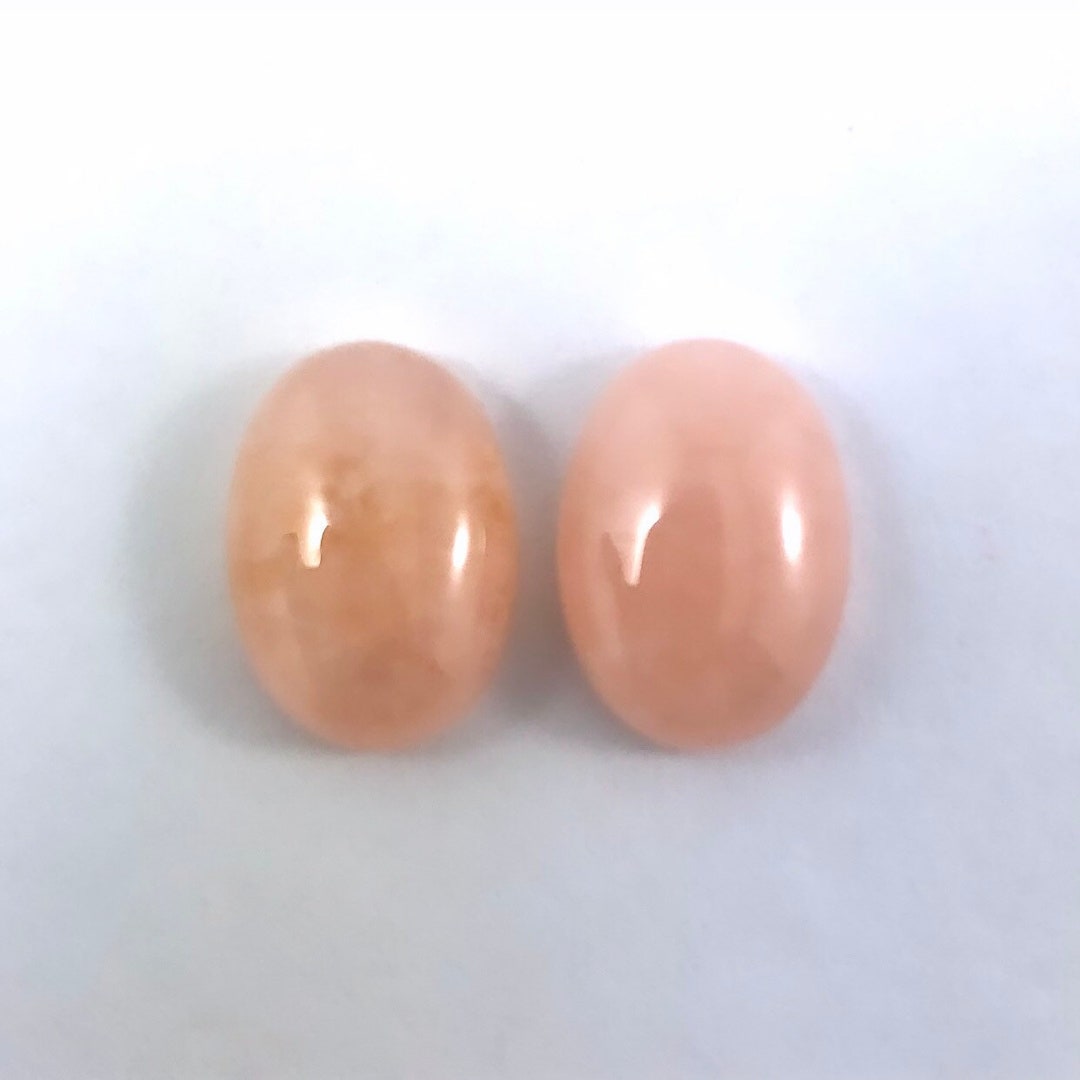 Pink Peach Beryl 10x14mm Oval Cabochon Gemstone Pair - Etsy