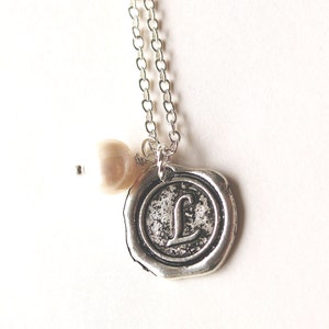 Alphabet personalized initial letter L charm silver and white | Etsy