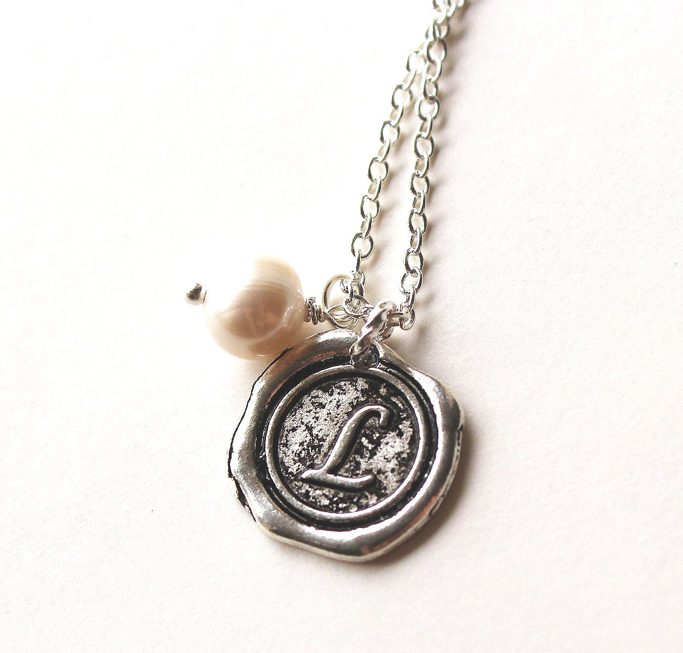 Alphabet personalized initial letter L charm silver and white | Etsy