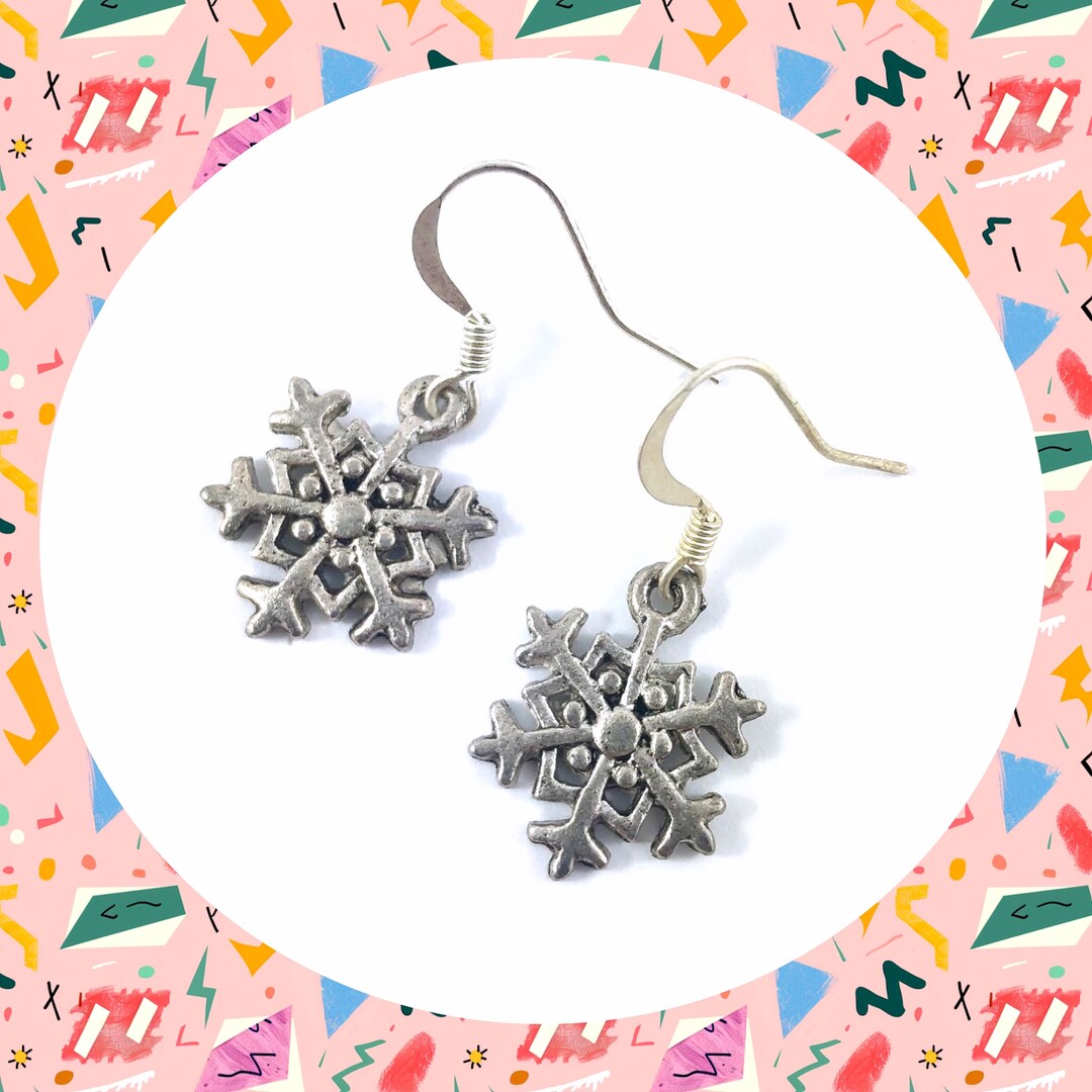 Winter Snow Flake Snow Crystal Silver Plated Dangle Earrings - Etsy