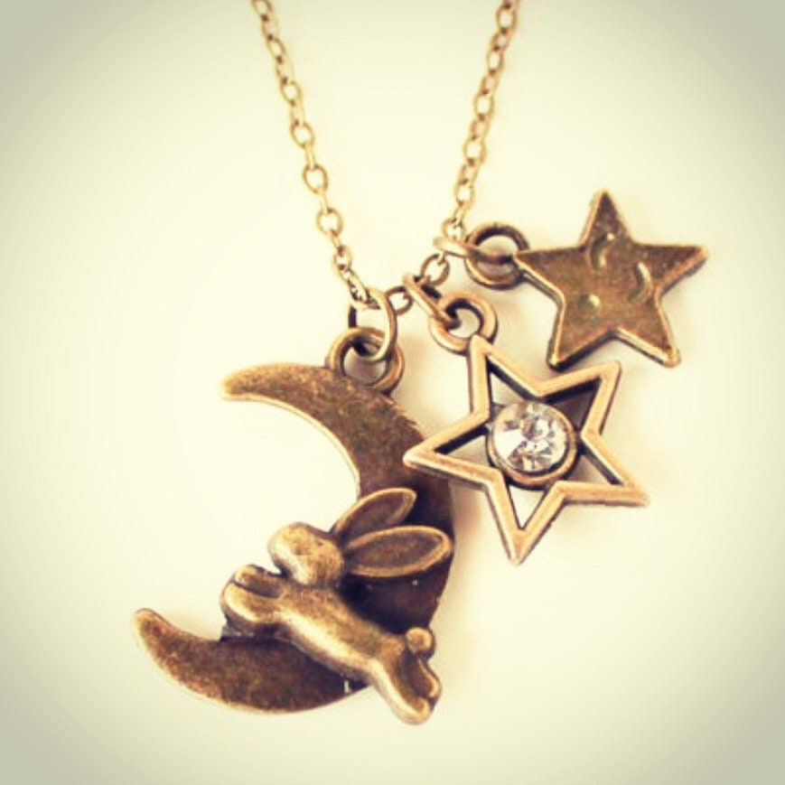 Bunny Over the Moon Crystal Star and Smiley Star Charm - Etsy Australia