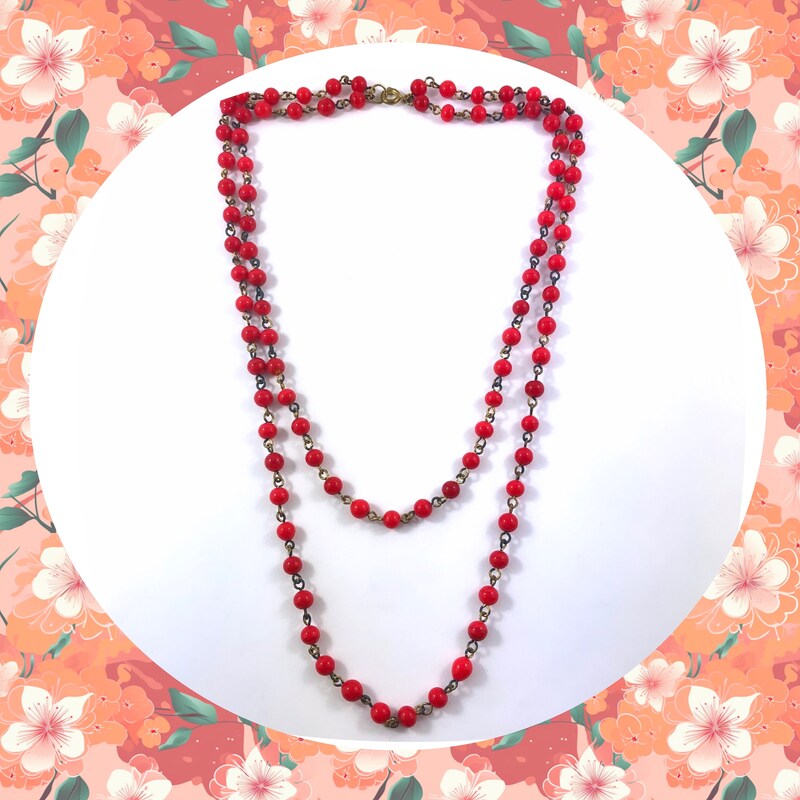 Red Bead Necklace - Etsy