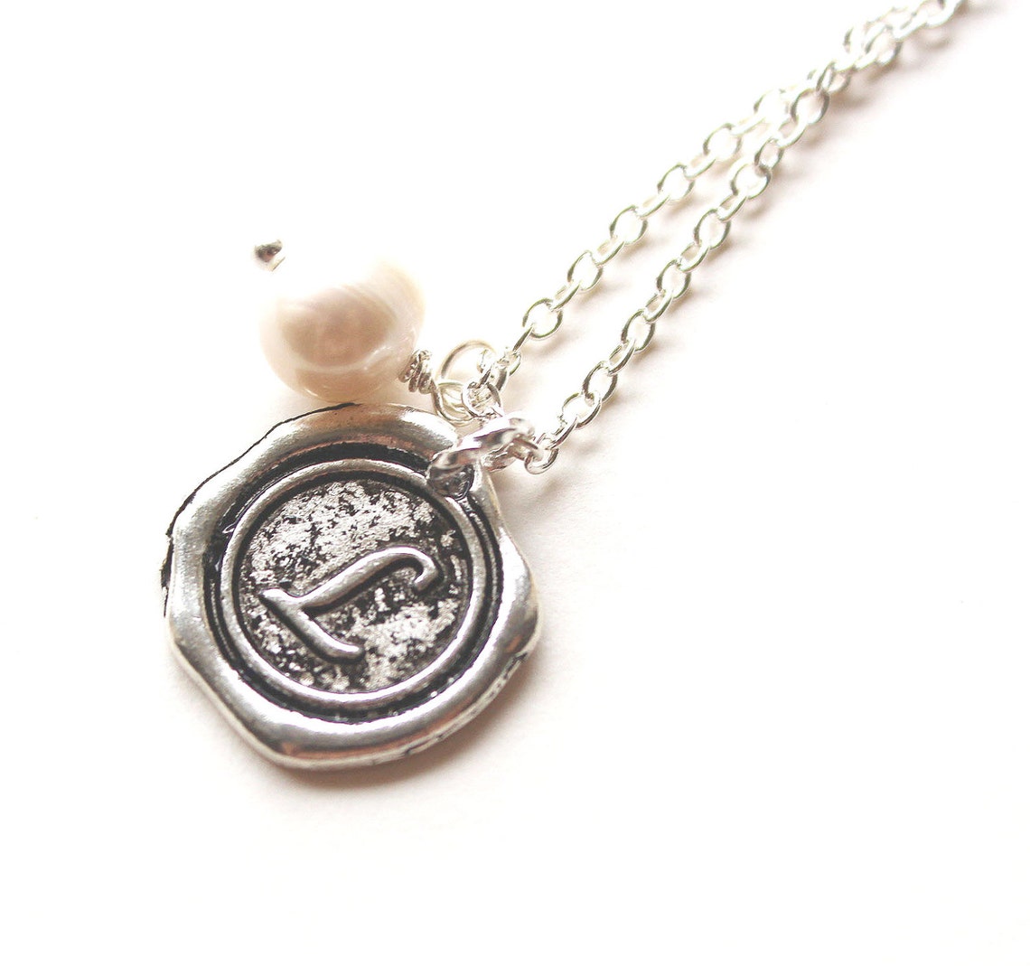 Alphabet personalized initial letter L charm silver and white | Etsy