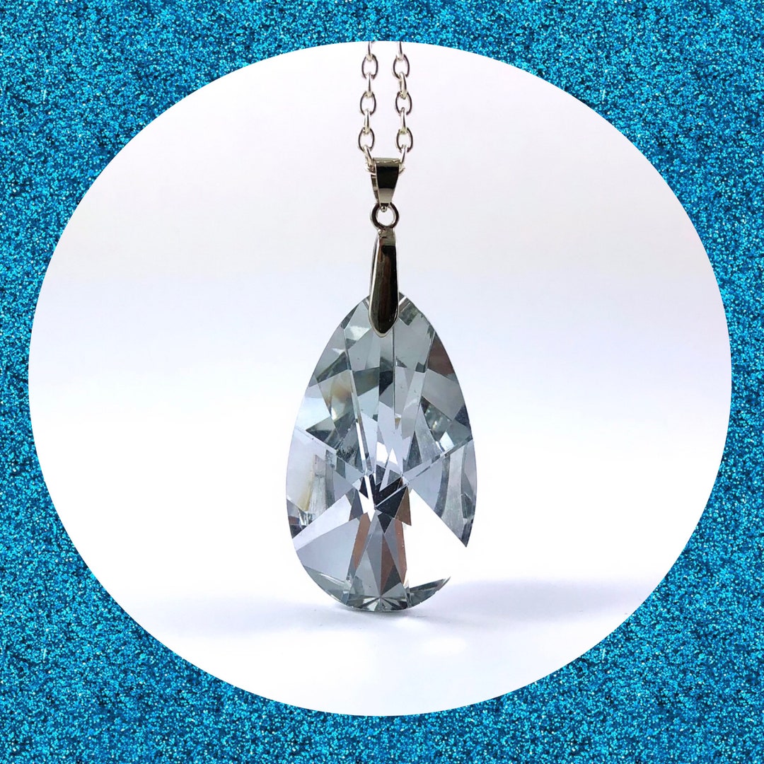 Vintage Large Faux Diamond Drop Pendant Silver Necklace - Etsy