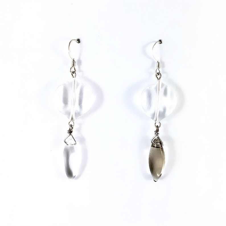 Vintage Clear Grey Mismatched Silver Dangle Earrings LAST ONE - Etsy