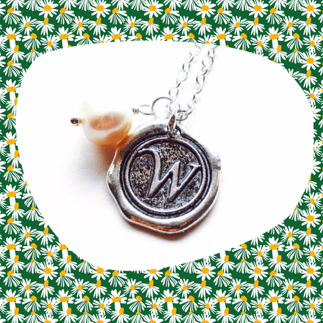 Alphabet Personalized Initial Letter W and Gemstone Charm Silver ...