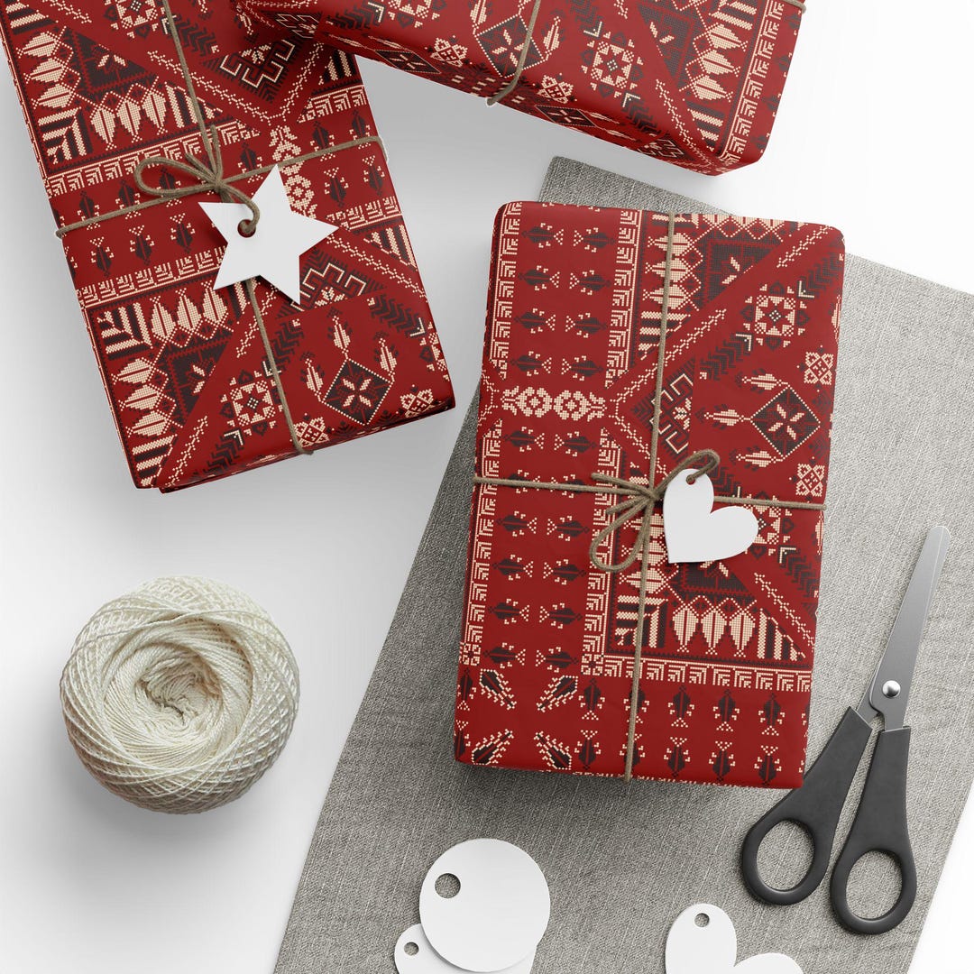Palestinian Tatreez Inspired Wrapping Paper | Elegant Matte Finish - Etsy