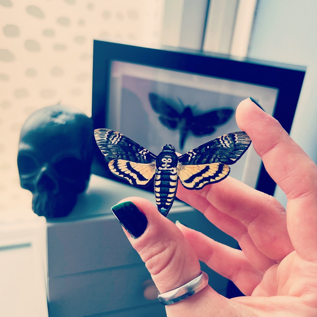 Deaths Head Moth Hawksmoth Gothic Brooch Pin Badge Goth Alternative - Etsy