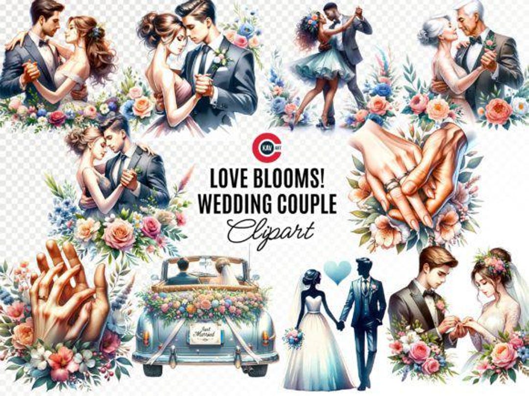 Love Blooms! Wedding Couple Clipart Collection (PNG) - Etsy