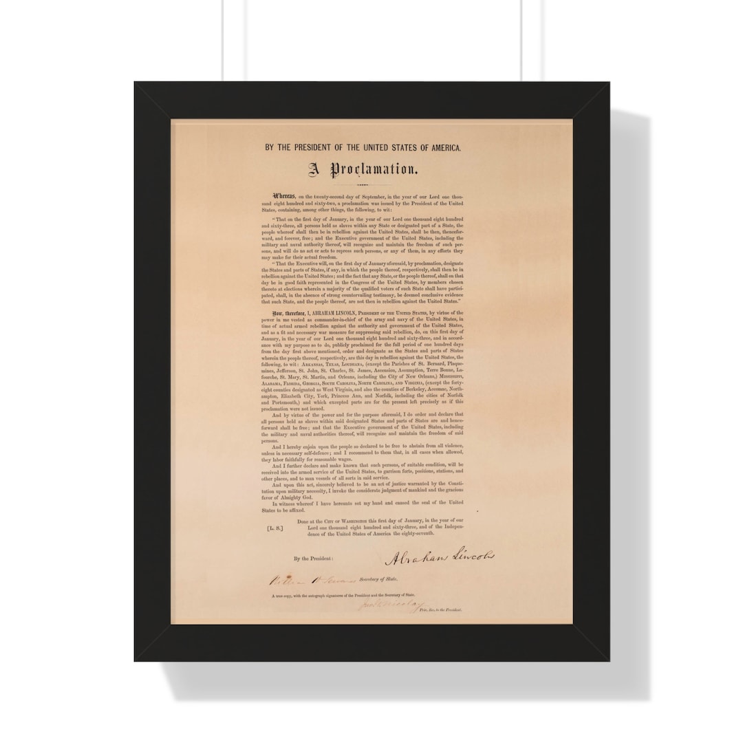 Emancipation Proclamation (1863) USA Historical Document Framed ...