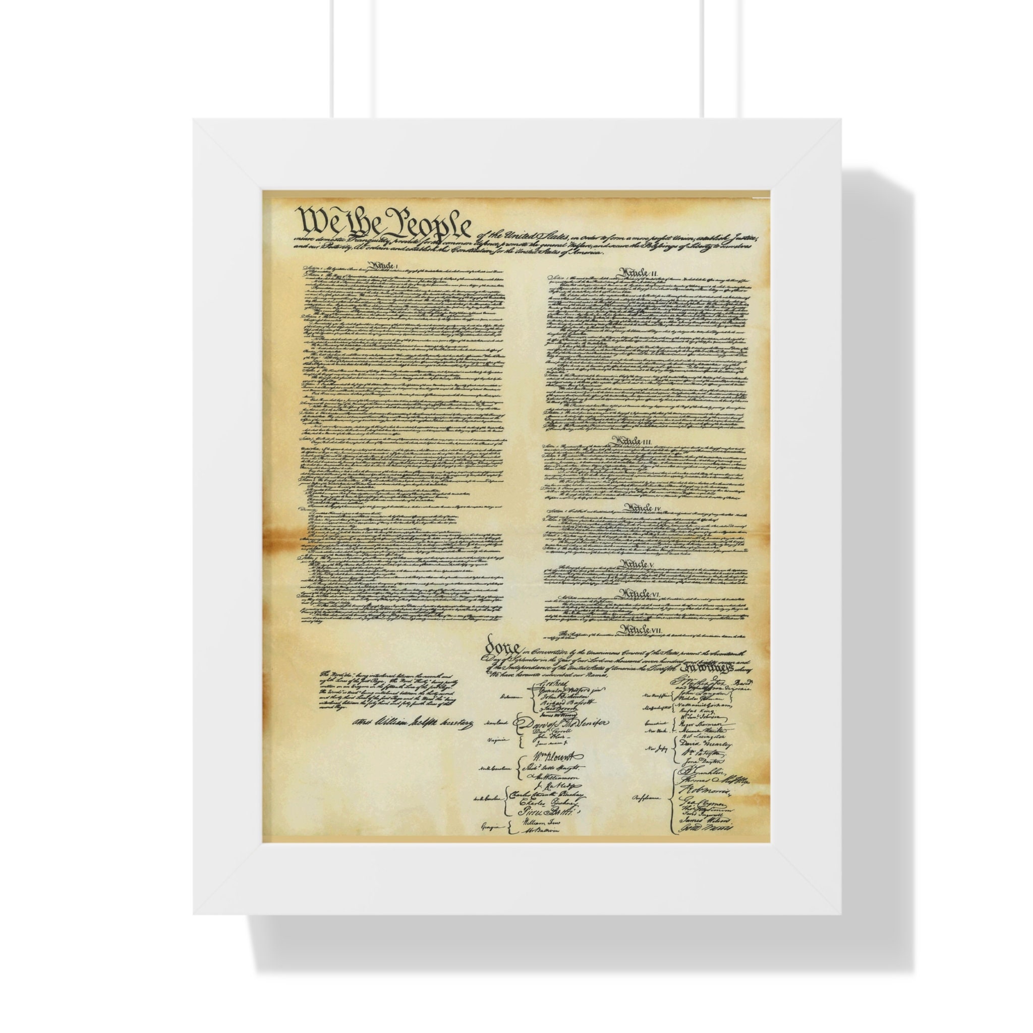 US Constitution Poster USA Historical Document Framed Vertical Poster ...