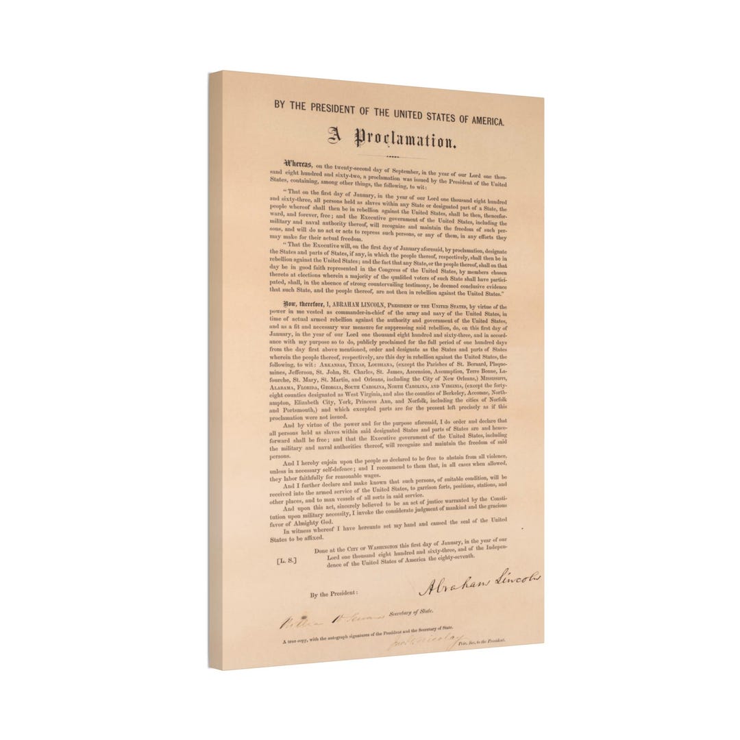 Emancipation Proclamation (1863) Canvas Stretched, 1.5'' American ...