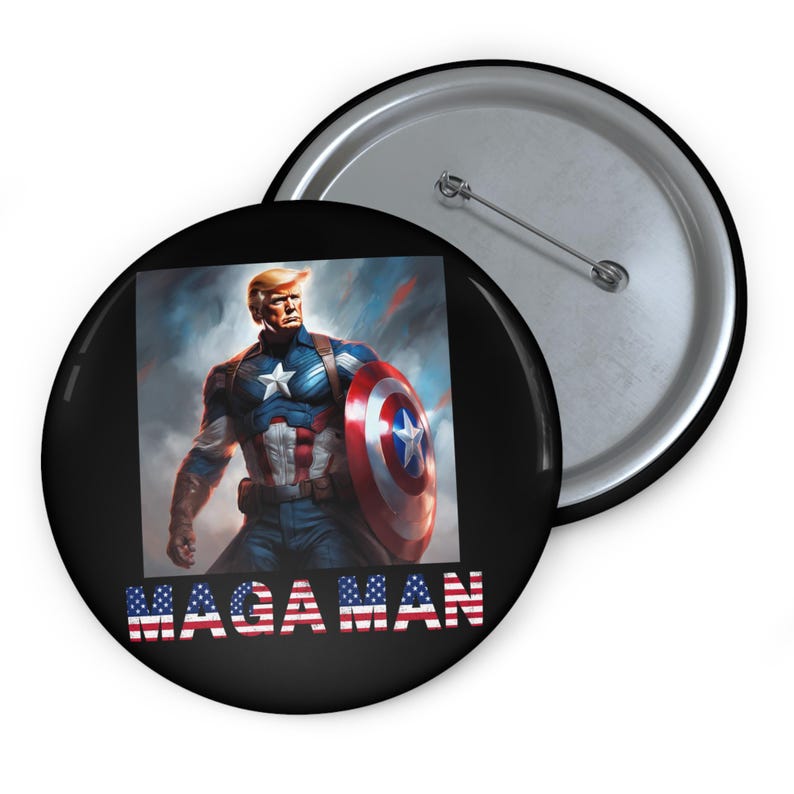 Maga Man Trump 2024, Pin Black Button, Trump Vance 2024, MAGA, FIGHT X ...