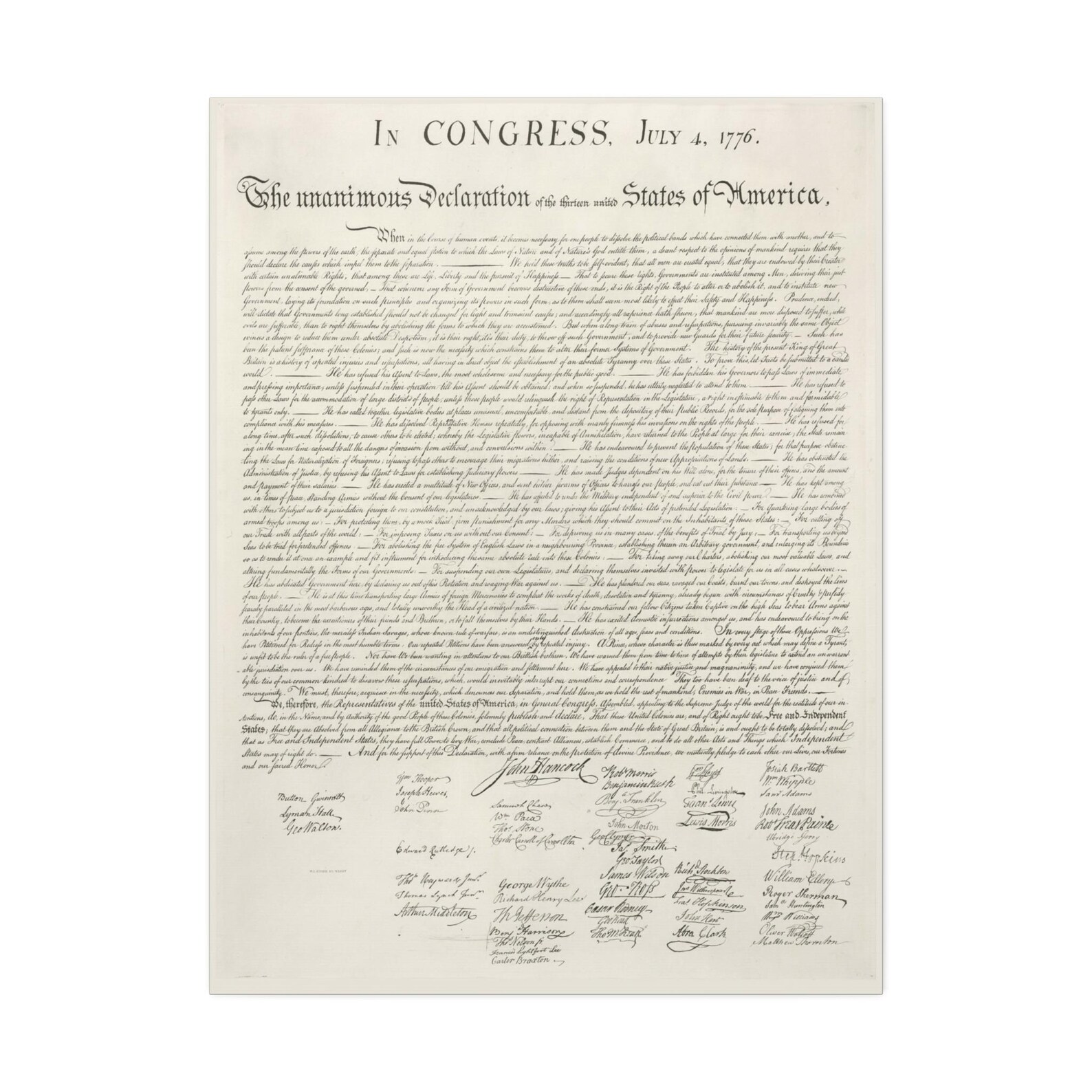 US Declaration of Independence Canvas Stretched, 1.5'' USA Historical ...