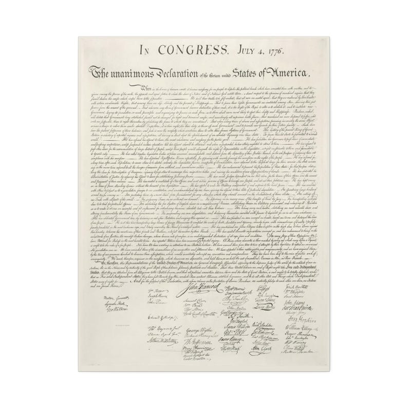 US Declaration of Independence Canvas Stretched, 1.5'' USA Historical ...