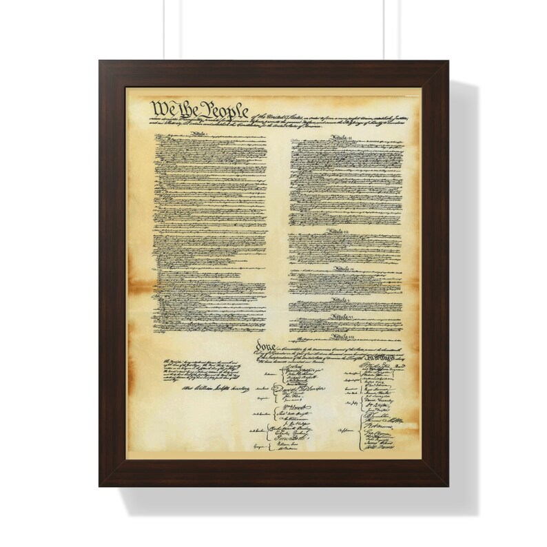 US Constitution Poster USA Historical Document Framed Vertical Poster ...