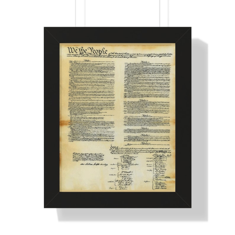 US Constitution Poster USA Historical Document Framed Vertical Poster ...